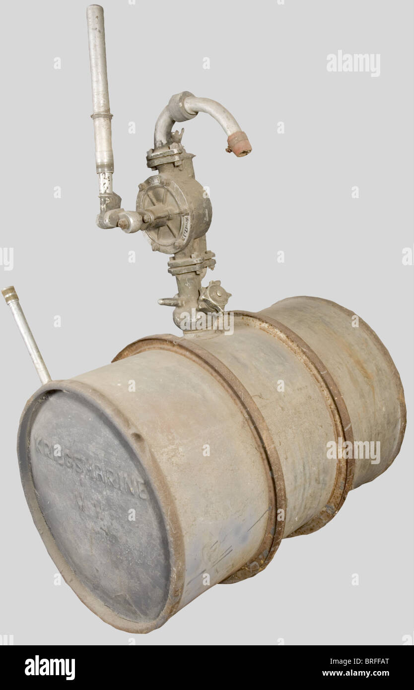 A Wehrmacht manual gaz pump., Grey aluminium coloured metal with tabs ...