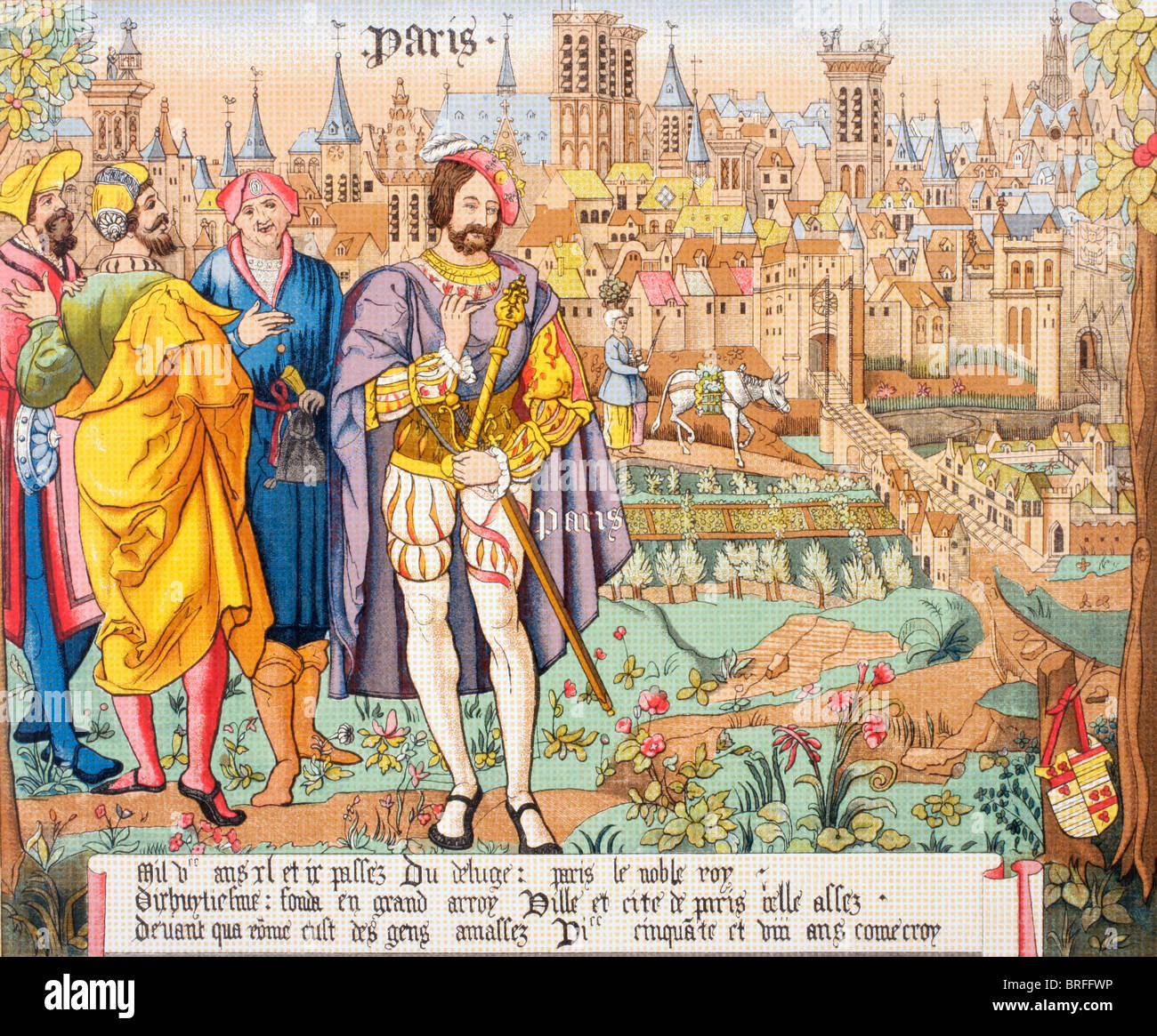 Paris in the 15th century. After a Beauvais tapestry Stock Photo - Alamy