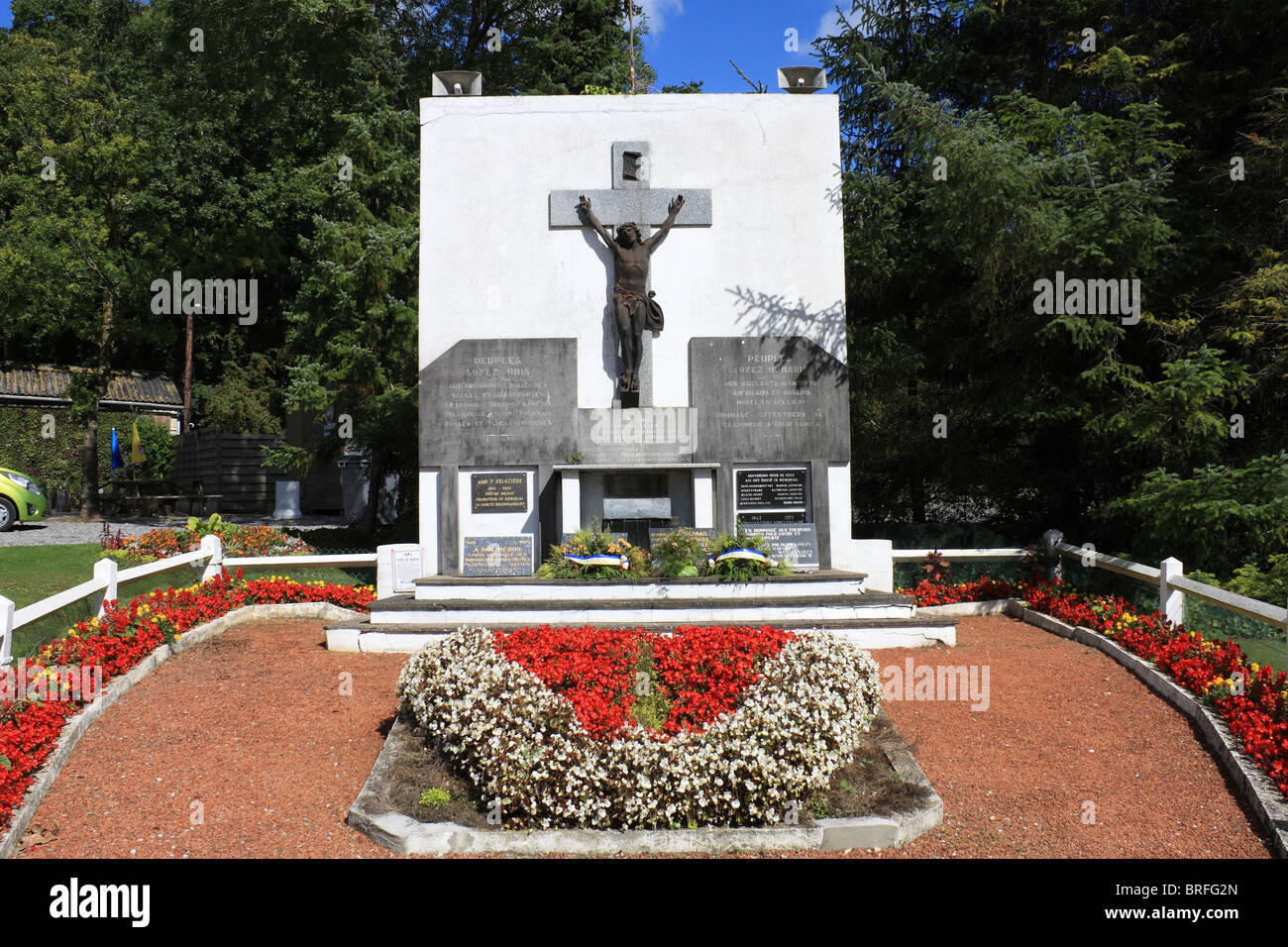 War memorial at the Blockhaus at Eperlecques, a giant concrete bunker ...