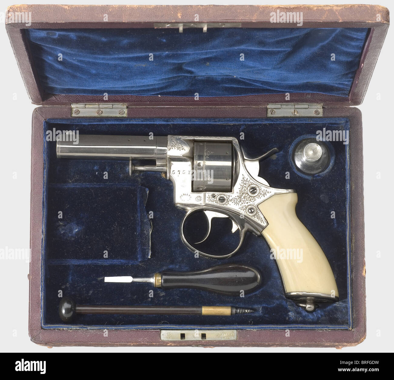 A Webley R.I.C. pattern revolver, nickel-plated, comes in a leather ...