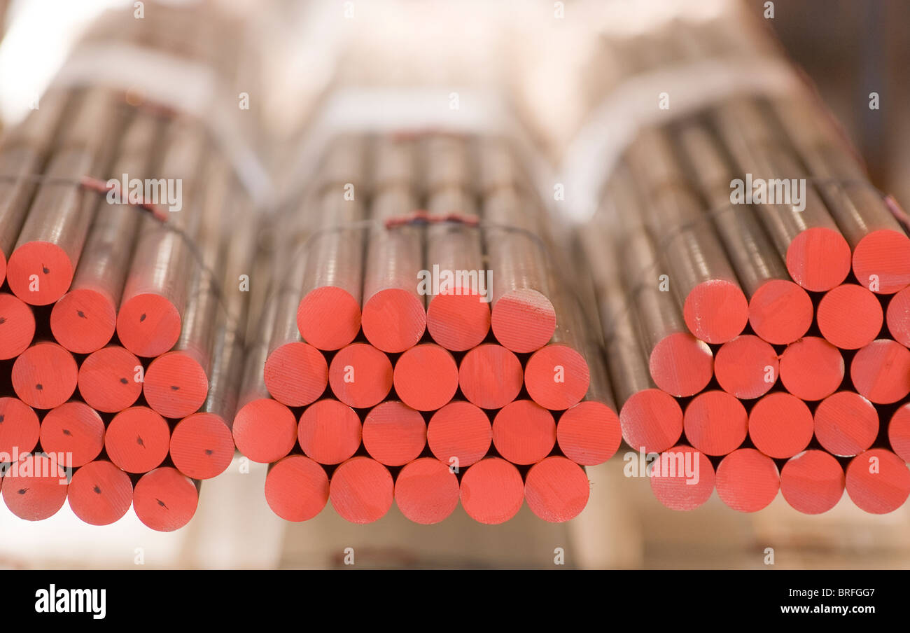Steel round bar for making hollow pipe Stock Photo - Alamy