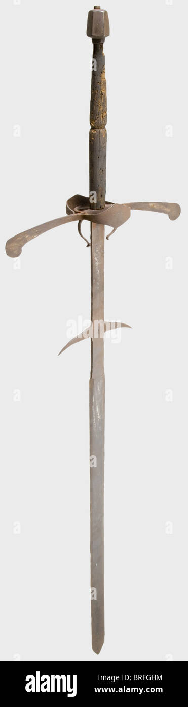 A German two-handed sword,circa 1600. Massive blade with long ricassos ...