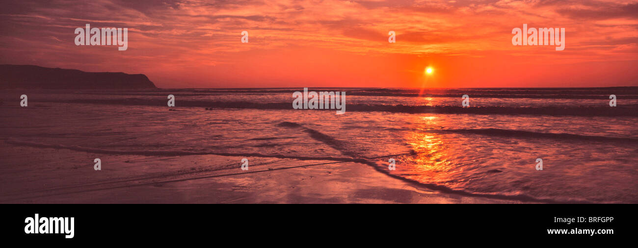 Sunset on the beach at Borth in Mid Wales Stock Photo - Alamy
