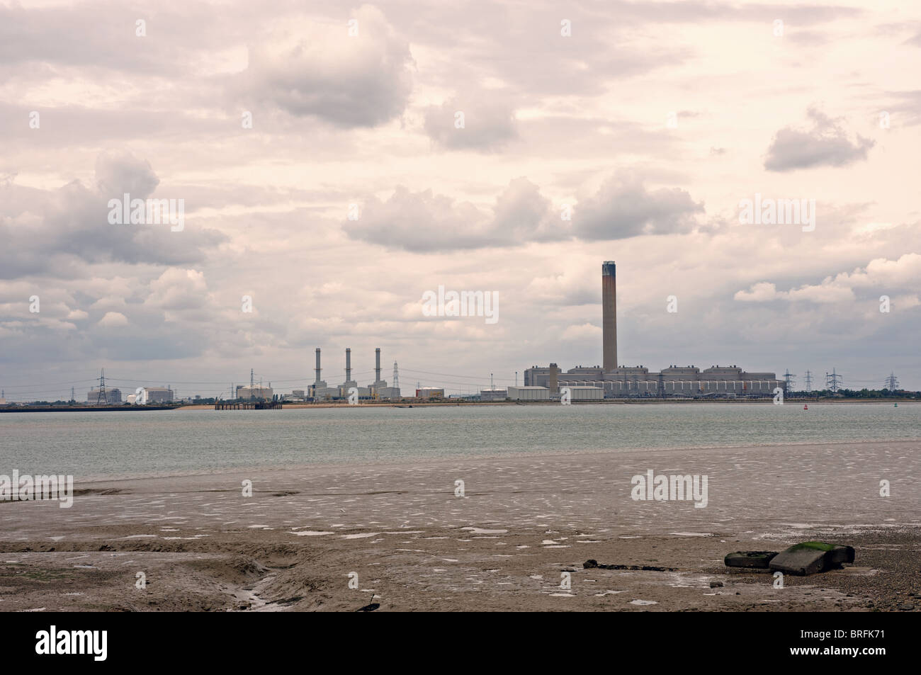 River Medway looking over towards the Isle of Grain, Kent, UK Stock ...