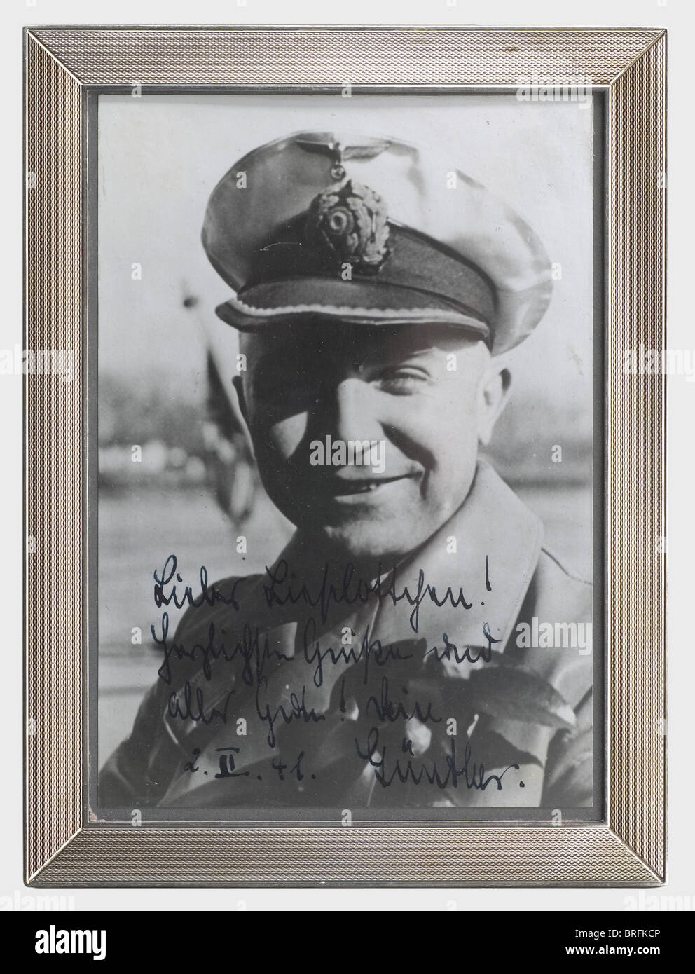 Günther Prien - a presentation photograph in a silver frame, to his ...