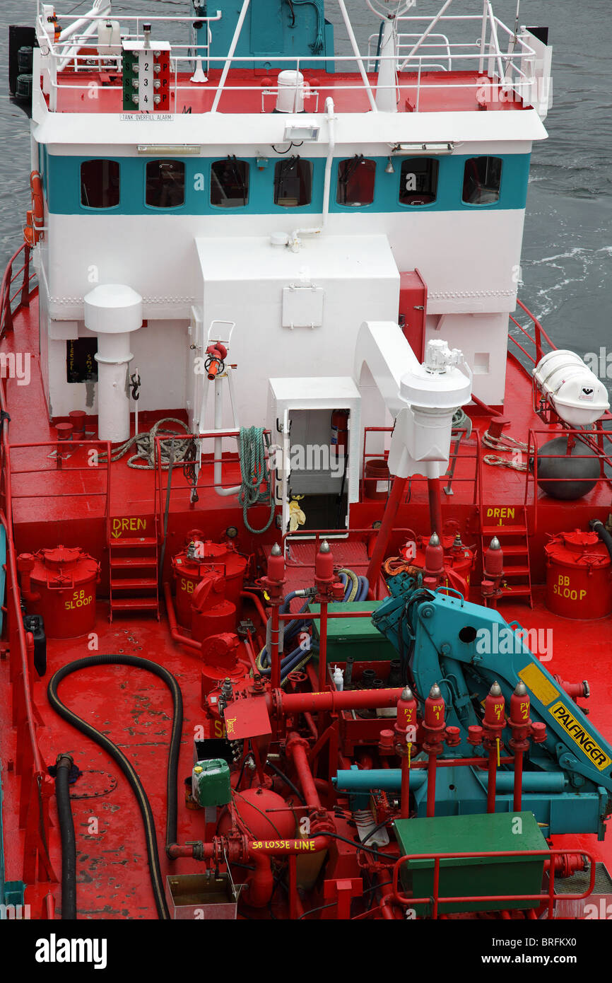 FUEL BUNKERING SHIP IN THE NORWEGIAN PORT OF BERGEN. NORWAY Stock Photo ...