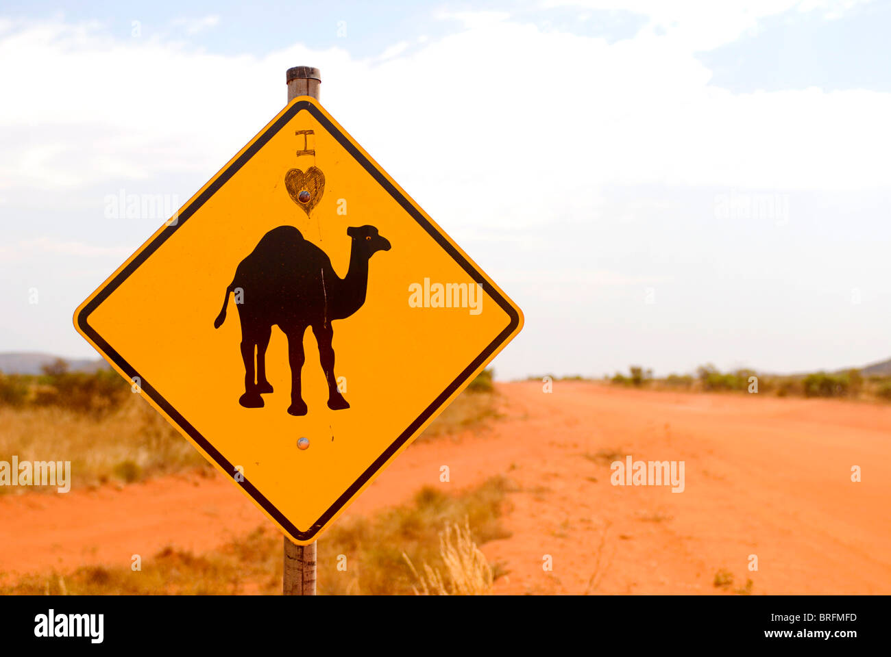 street sign camel caution Stock Photo - Alamy