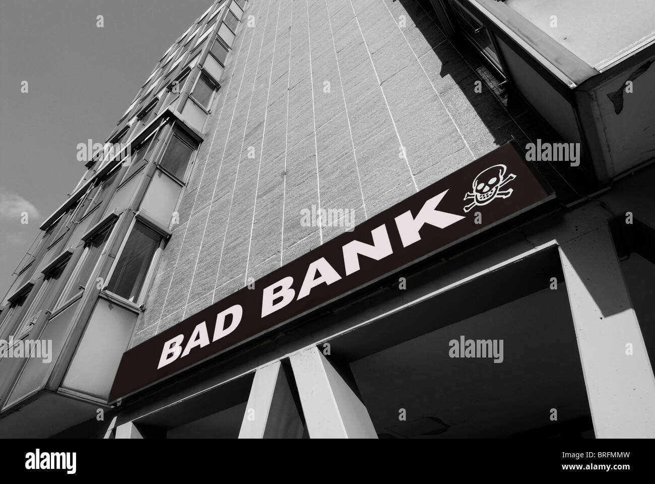 "Bad Bank" written on a building, montage Stock Photo - Alamy