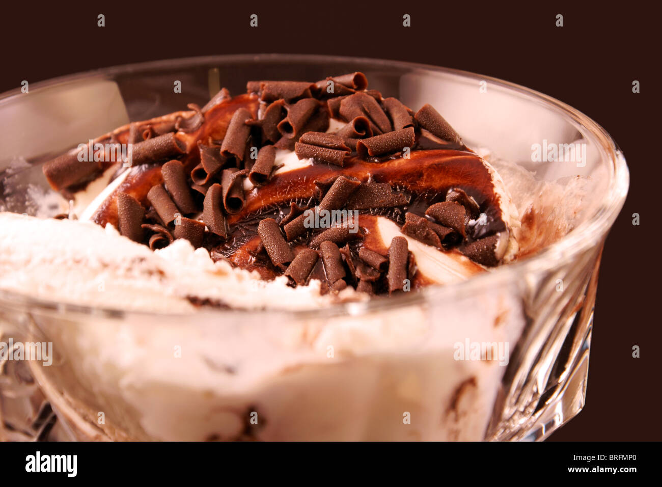 Vanilla ice cream with chocolate curls Stock Photo - Alamy