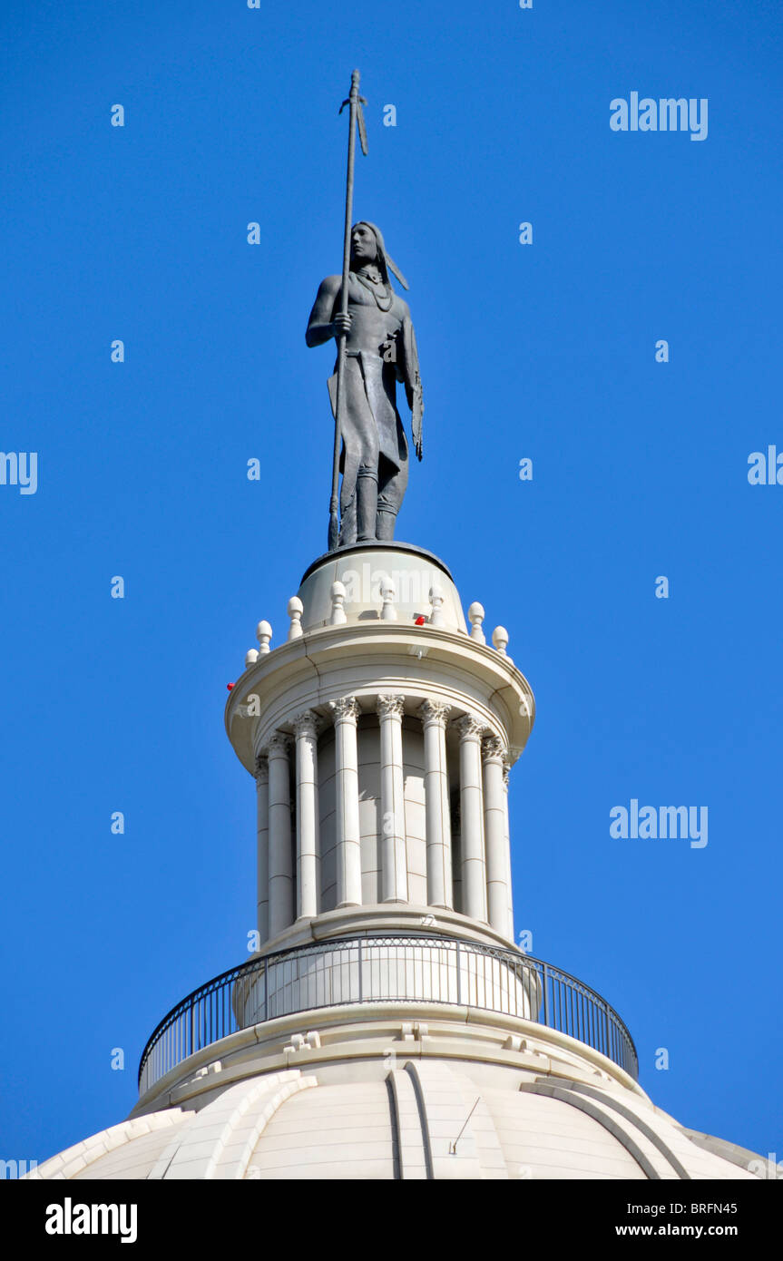Oklahoma City Capitol Building Dome with Bronze Native American Statue ...