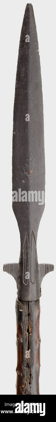A German winged lance,9th/10th century. A heavy blade,slightly ridged ...