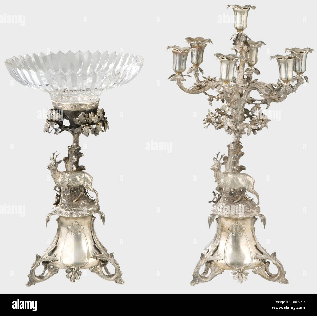 A German table centrepiece decoration,circa 1860.A silver table ...