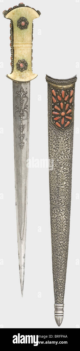 An Ottoman dagger,circa 1800. A heavy,double-edged,wootz-Damascus blade ...