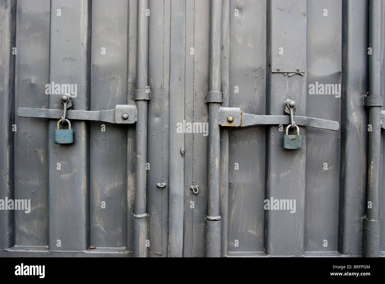 locked doors of an industrial container Stock Photo - Alamy
