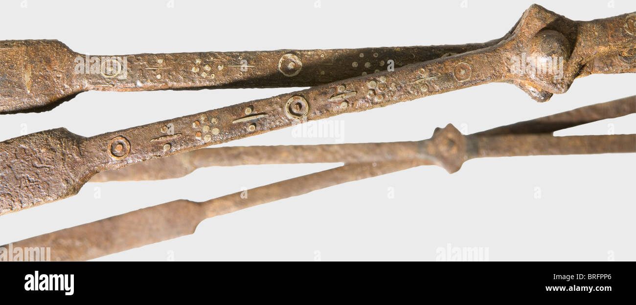 A folding iron chair for a field commander,presumably late Roman.Iron ...