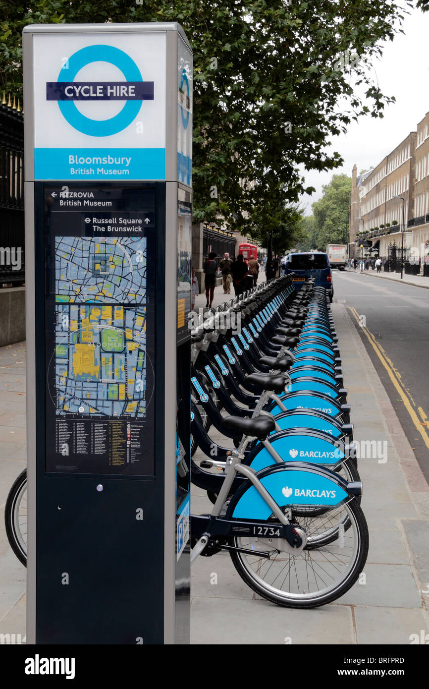 Information sign beside a row of bicycles in Bloomsbury, part of the ...
