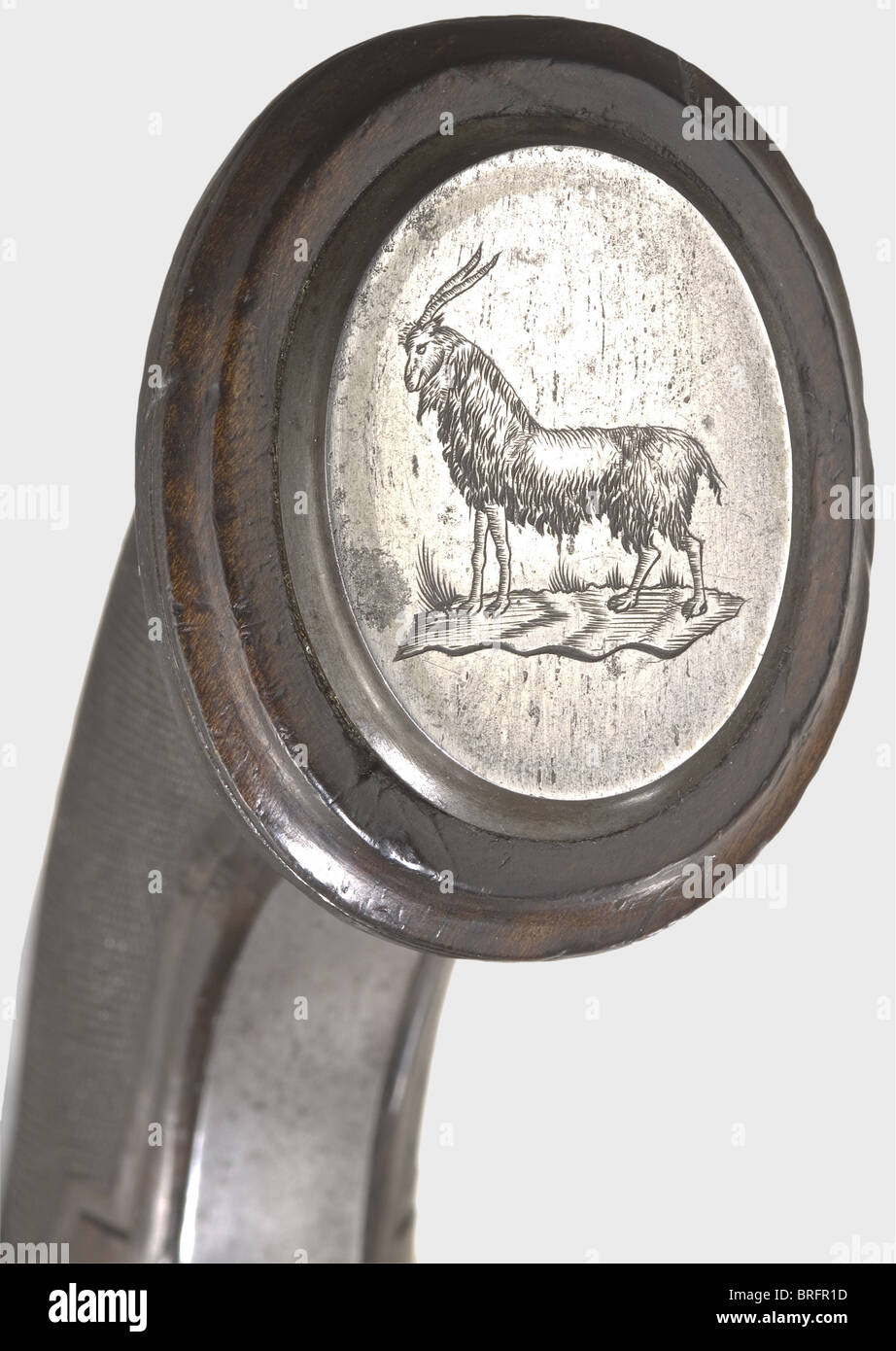 A flintlock pistol,Jean Aubron in Nantes,circa 1815. Octagonal Damascus ...