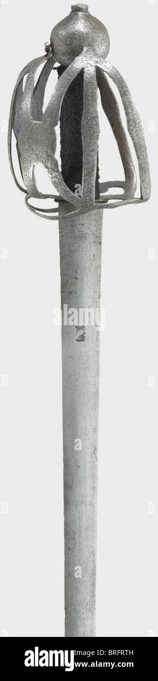 A Scottish broadsword, 18th century. Straight blade with a lenticular ...