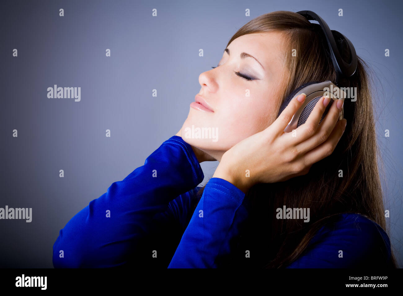 Beautiful Headphones Girl Stock Photo - Alamy
