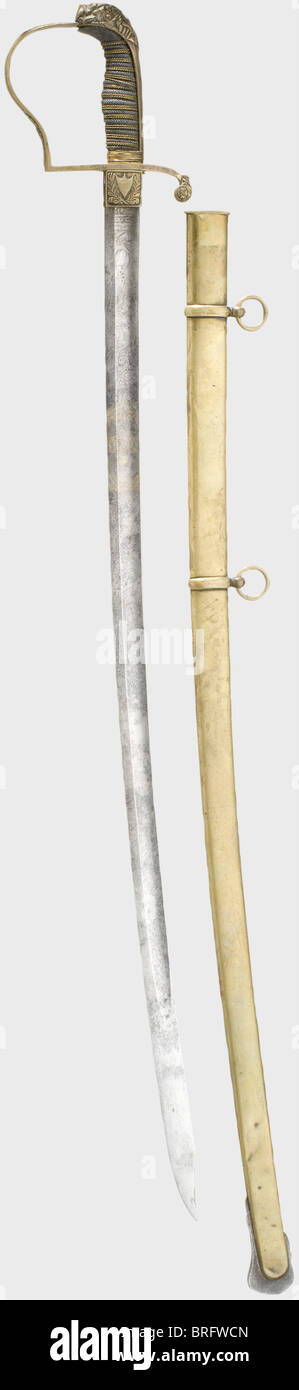 A militia officer's sabre,ca. 1830. Curved,single-edged blade with ...