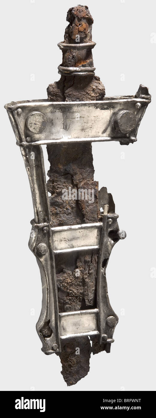 A fragment of a Sassanian short sword with a silver scabbard frame,4th ...