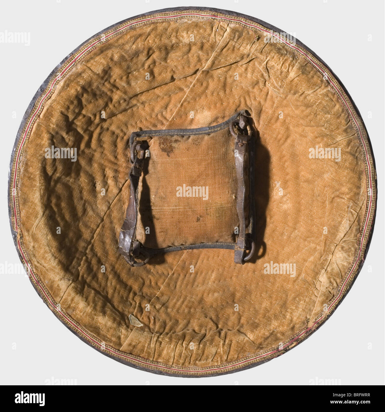 A gold-inlaid Persian shield,18th century Wootz Damascus steel,cambered ...