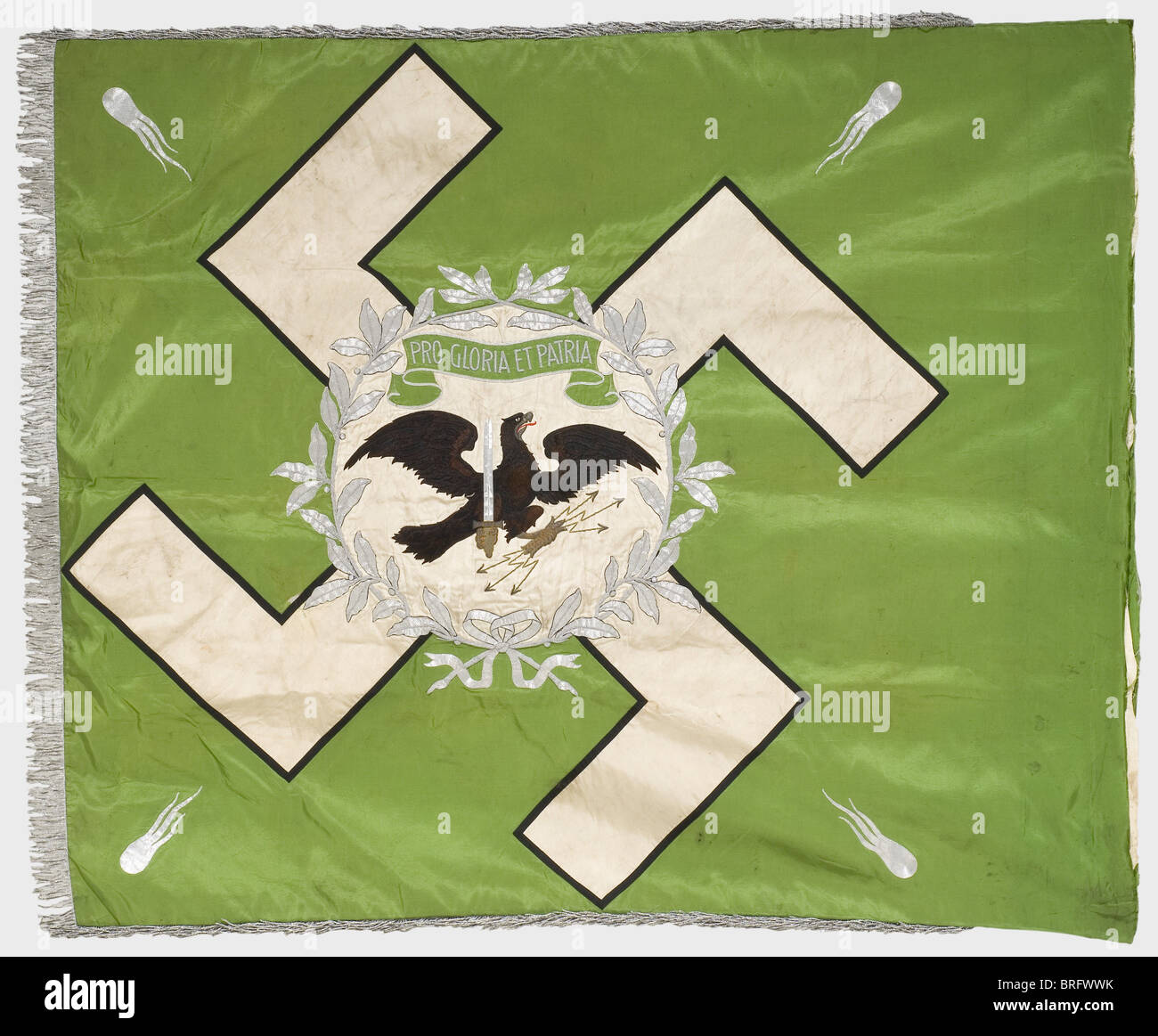 A battalion flag,for the "General Göring" Regiment Light green silk ...