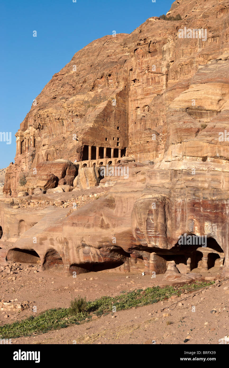 Royal tombs at the ancient rock carved city Petra, Jordan Stock Photo ...