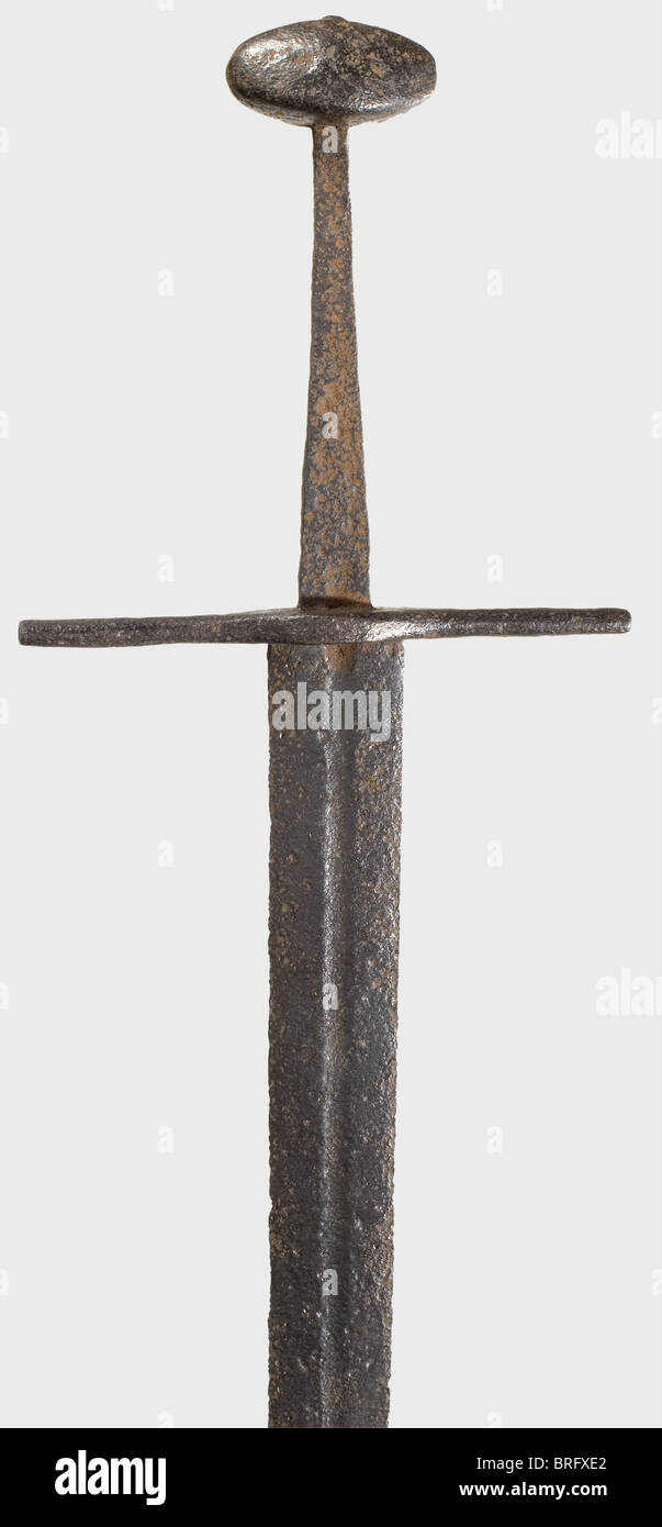 A German knightly sword, circa 1200 Double-edged blade with fullers ...