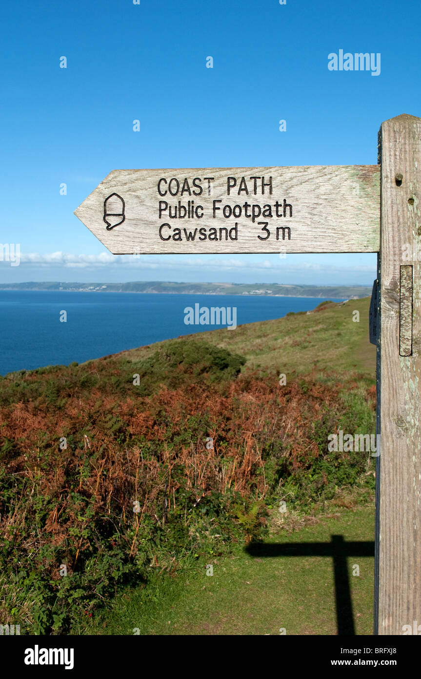 the south west coast path sign on rame head in south east cornwall uk ...
