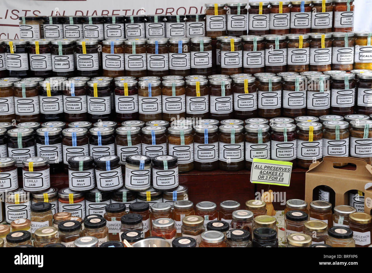 Rows of home made jam and chutney at the Narberth food festival ...