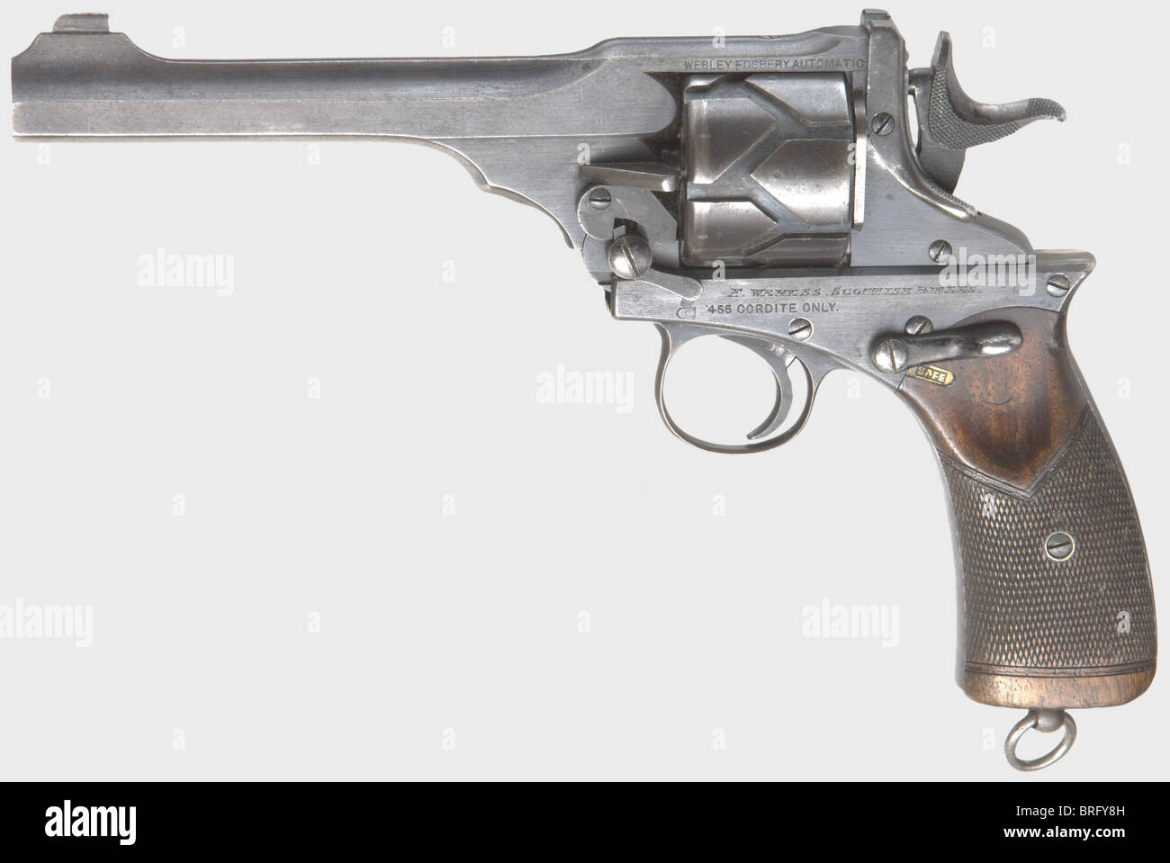 A Webley Fosbery Mod.1901 in its case,calibre .455,no.477.Bright bore ...