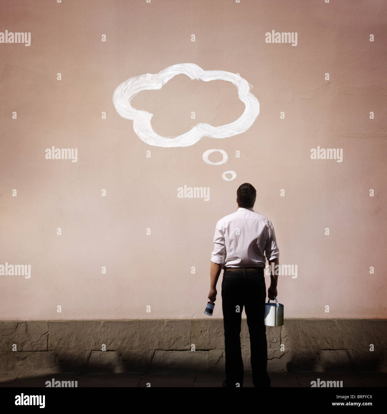 man with painted thought bubble Stock Photo - Alamy