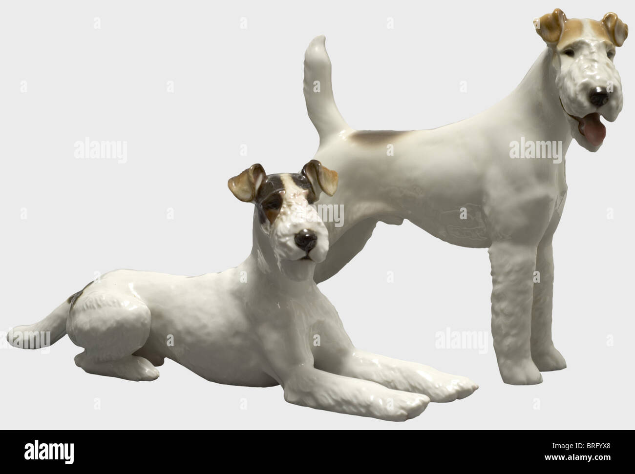 A standing and a recumbent fox terrier, Allach Porcelain Factory Design ...