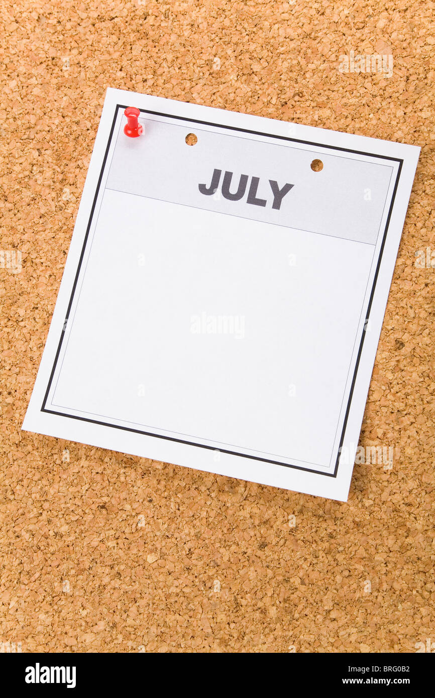 Blank Calendar, July, close up for background Stock Photo - Alamy