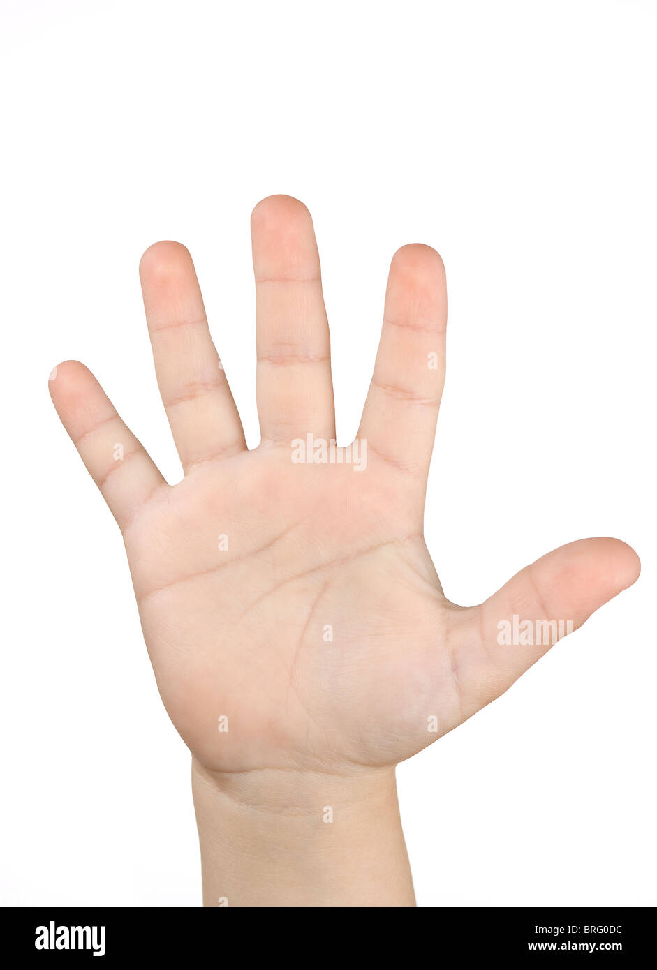 get five - boy hand gesture on white background Stock Photo - Alamy