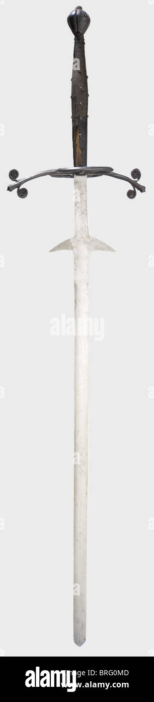 A German two-handed sword,circa 1580 Heavy,double-edged blade with a ...