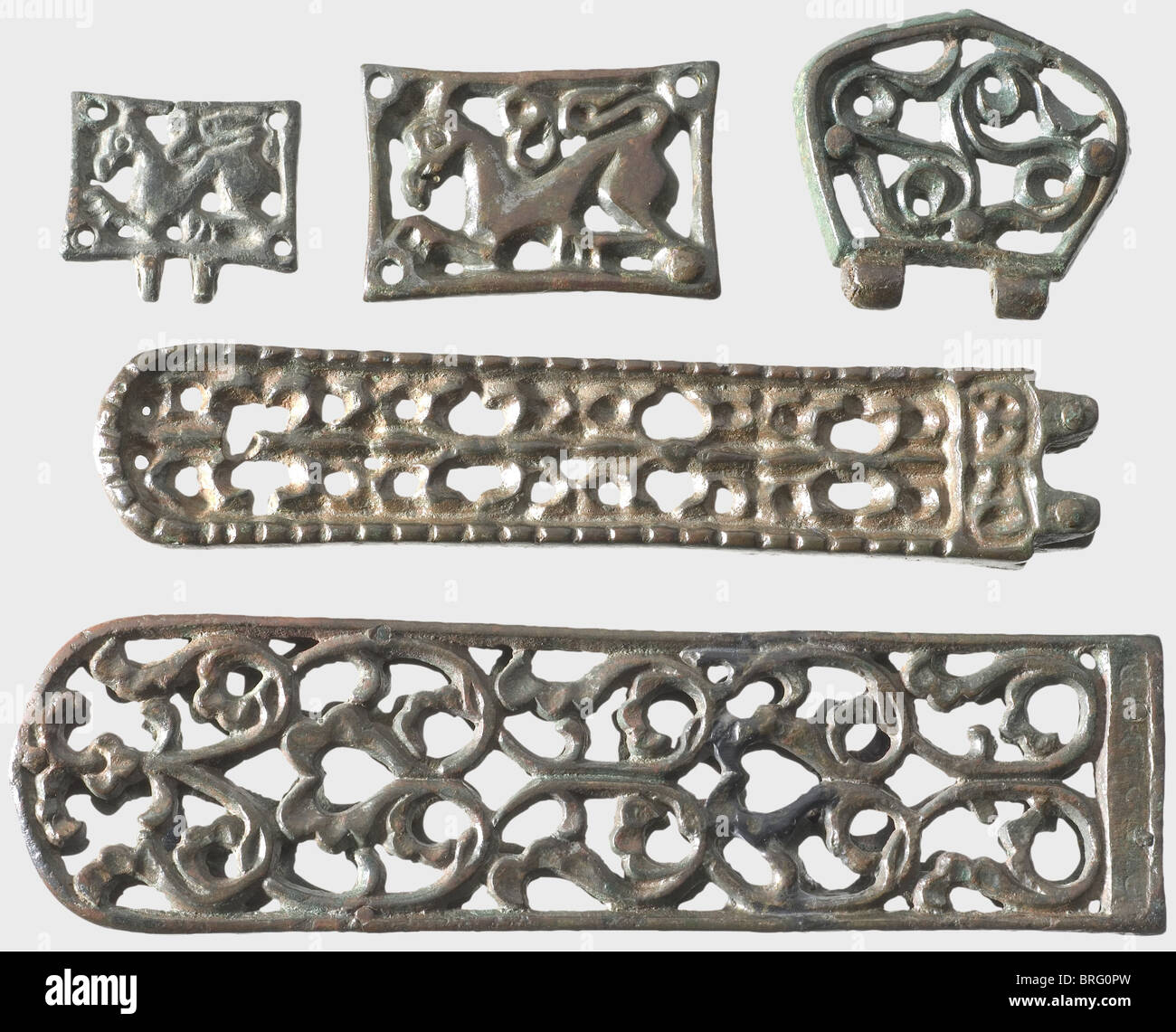 A set of Avar relics,Southeast Europe,5th/6th century A.C. Bronze with ...