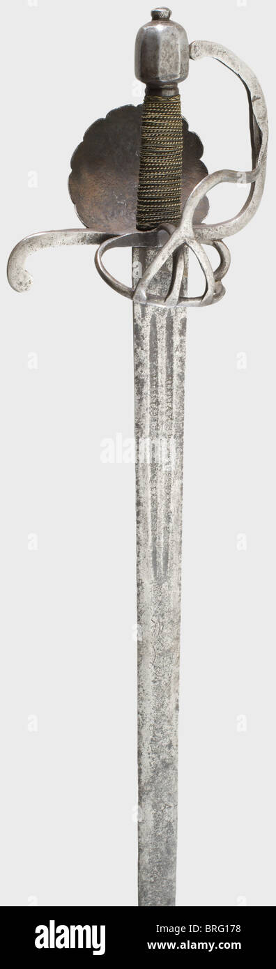 A German campaign sword,circa 1620 Double-edged blade with a short ...