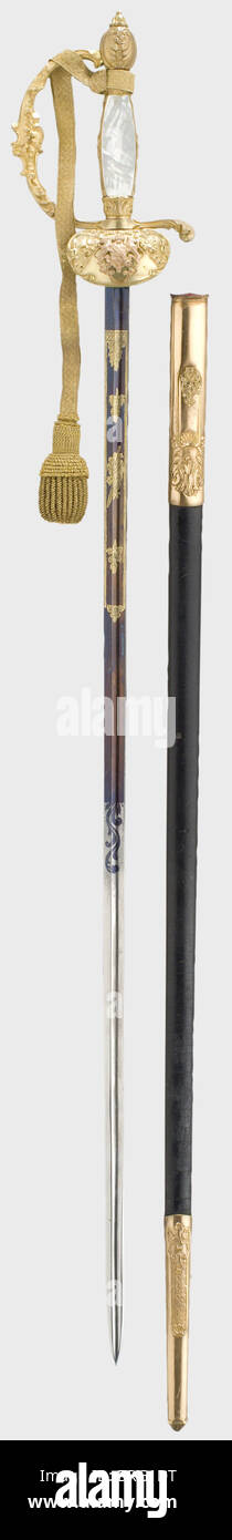 A Saxon court sword,circa 1875 A single-edged blade,etched,blued,and ...
