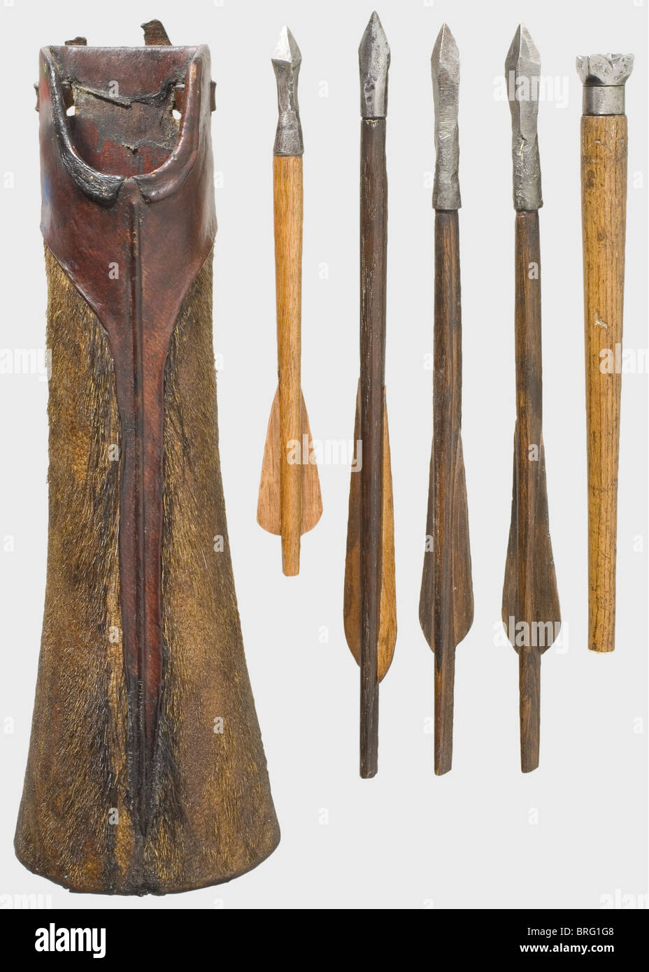 A German crossbowman's quiver,16th century Wooden,typical shape,leather ...
