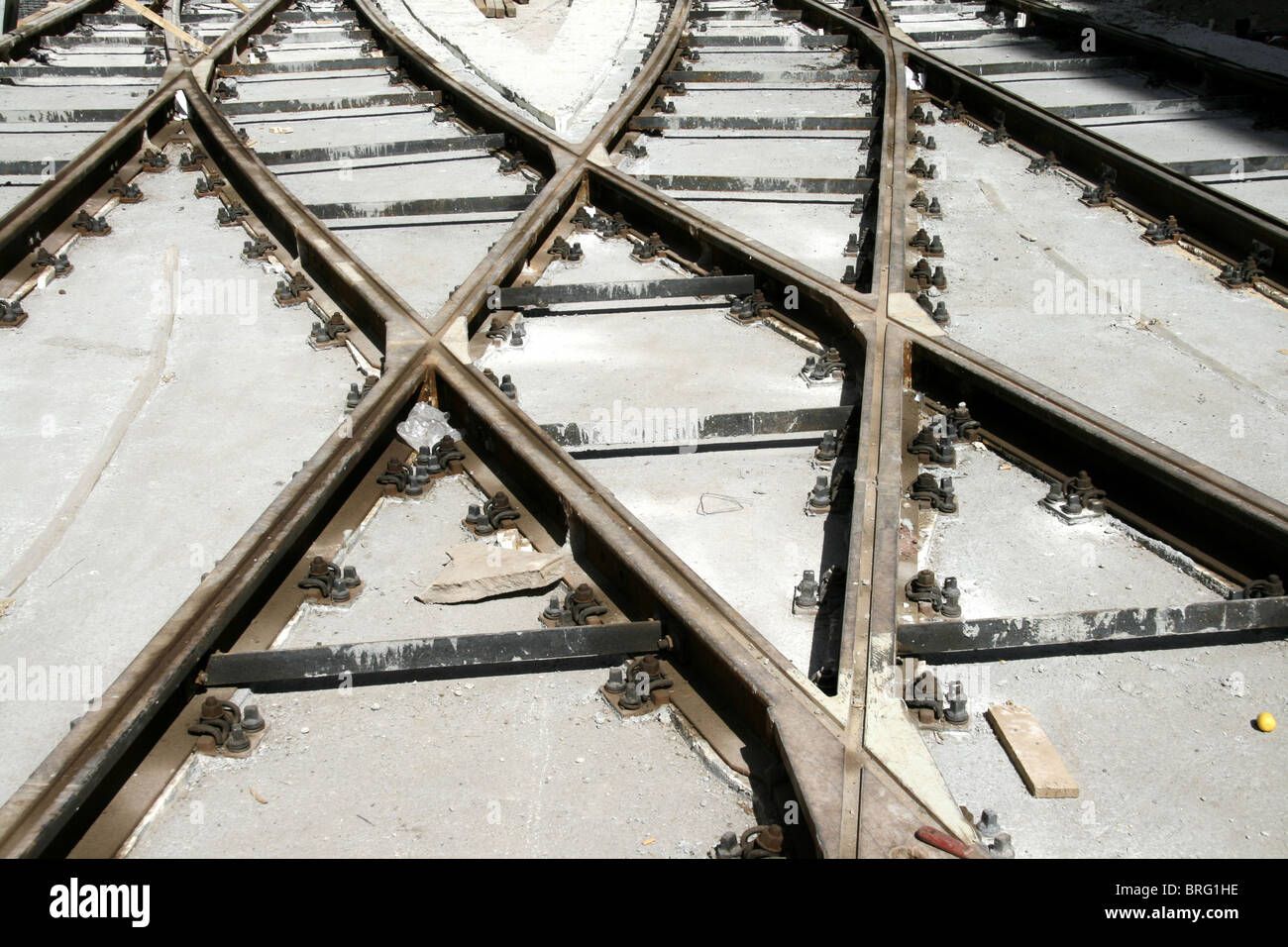 detail of tram line tracks under construction Stock Photo - Alamy