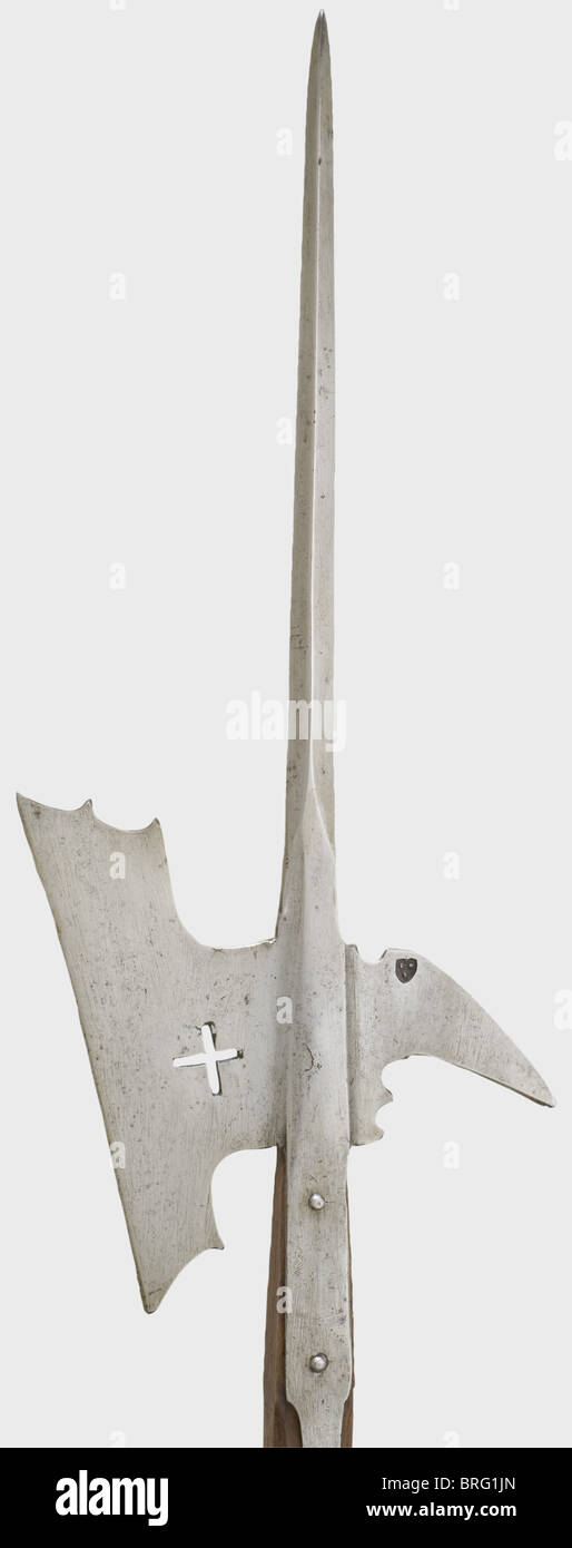 A Swiss halberd,2nd half of the 16th century Quadrangular spike with a ...