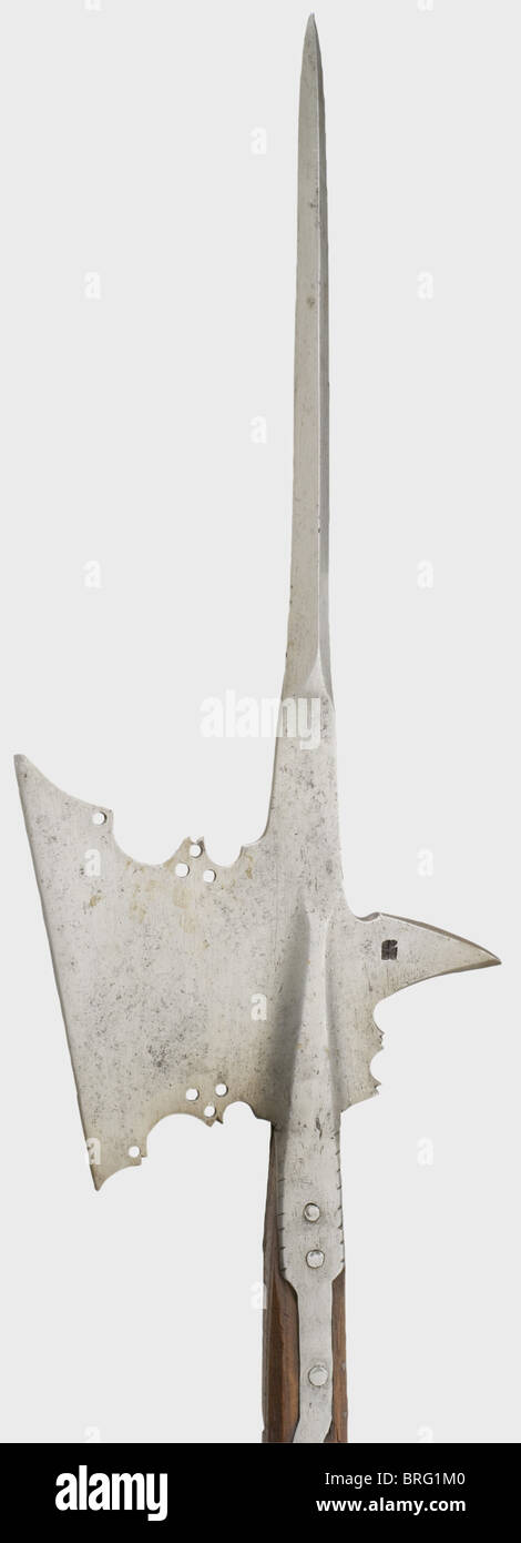 A German or Styrian halberd,circa 1530 Quadrangular spike with a flat ...