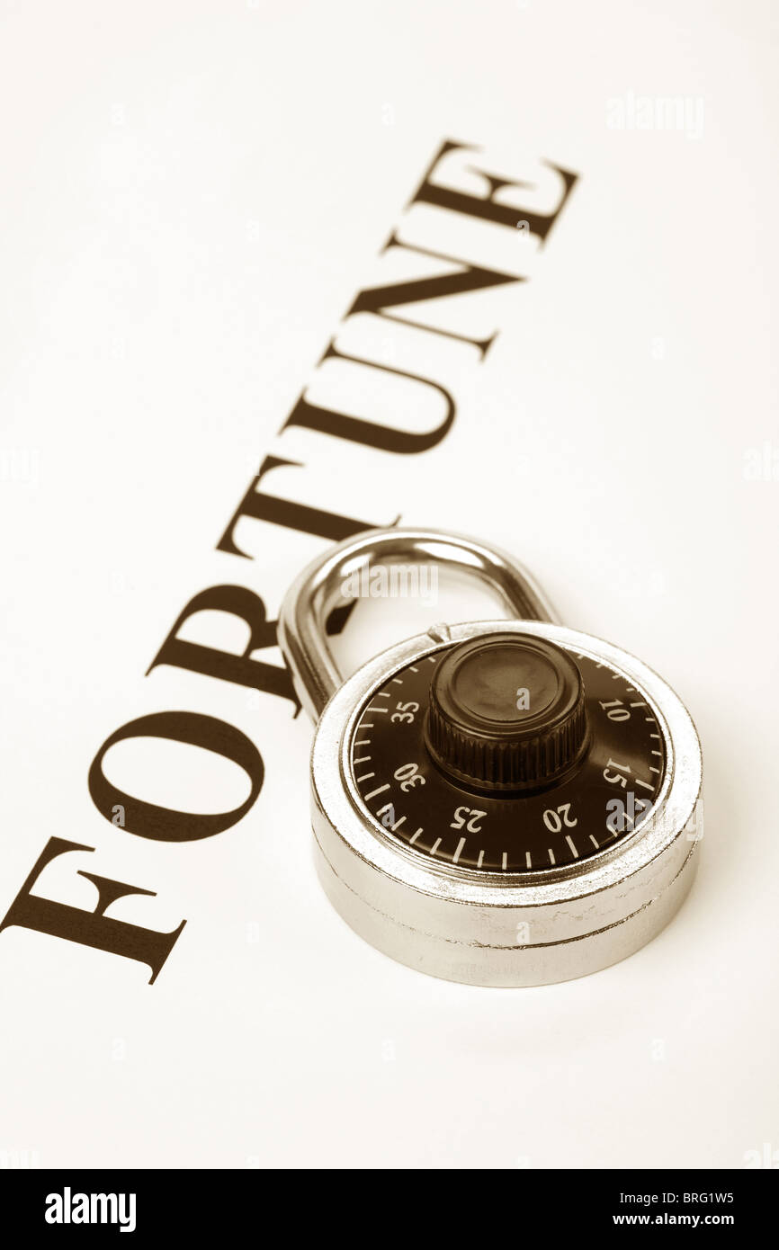 headline fortune and lock, concept of financial protection Stock Photo ...