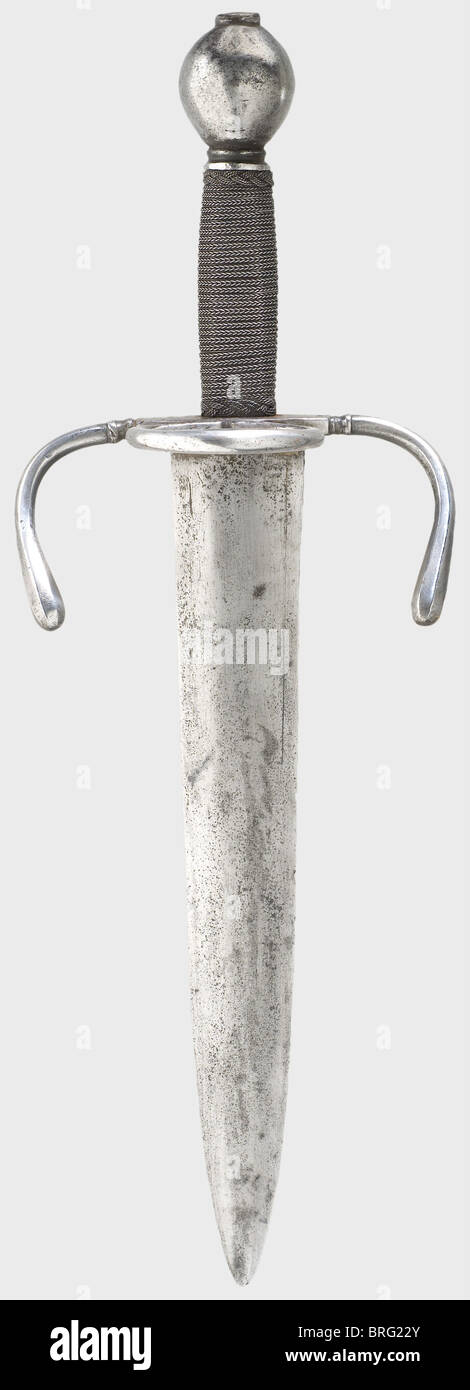 A heavy Saxon left hand dagger, circa 1600. Broad double-edged blade ...