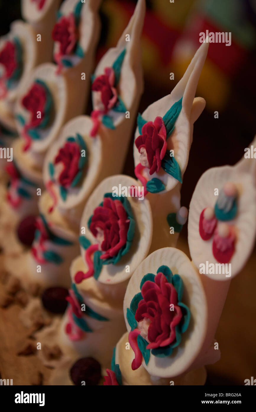 colorful butter sculpture for buddhist donation Stock Photo - Alamy