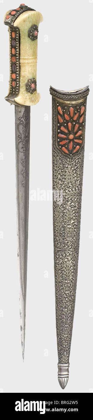 An Ottoman dagger,circa 1800. A heavy,double-edged,wootz-Damascus blade ...