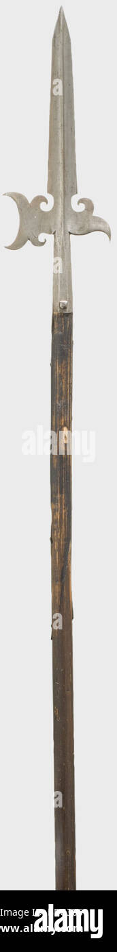 A French(?) halberd, 17th century. A double-edged blade with a strong ...