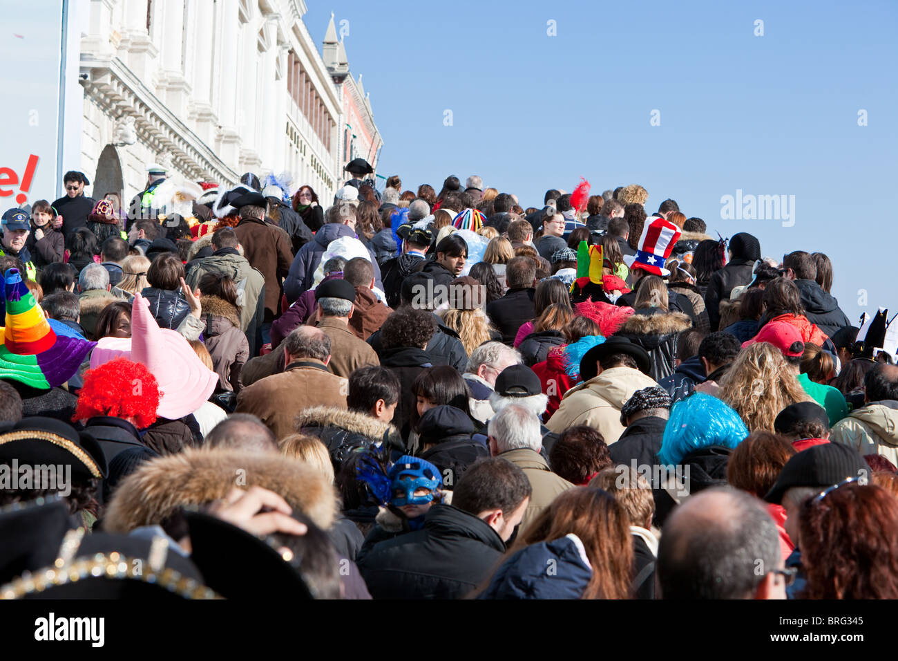 Large crowd of people at the Venice Carnival, Venice, Italy Stock Photo ...